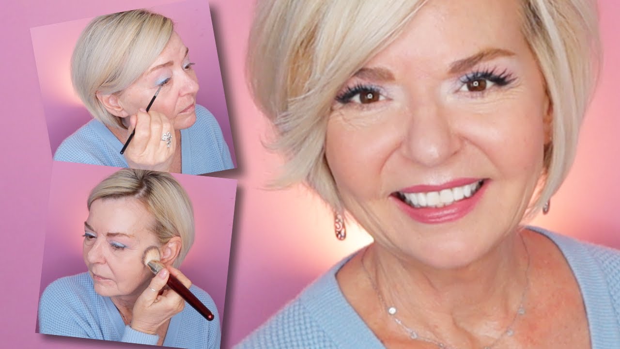 New Makeup + Blue Eyeshadow Over 50! - YouTube