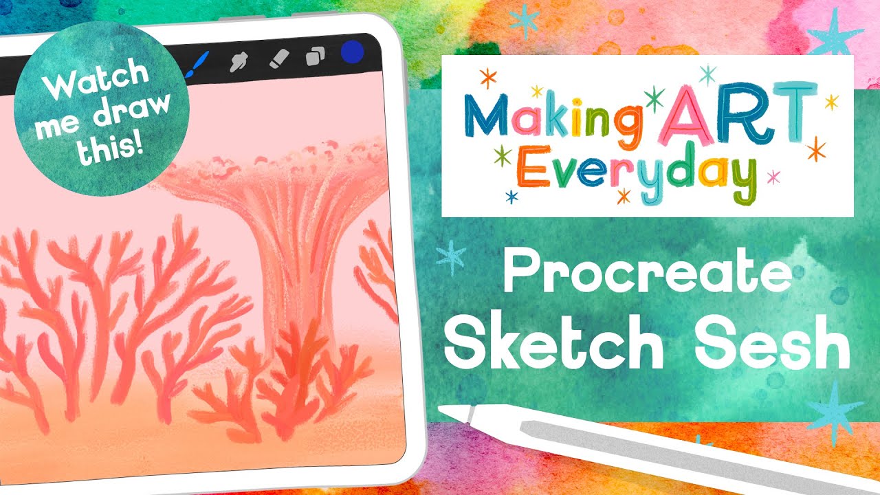 Drawing Coral-Colored Coral in Procreate // Making Art Everyday Sketch Sesh - September - YouTube
