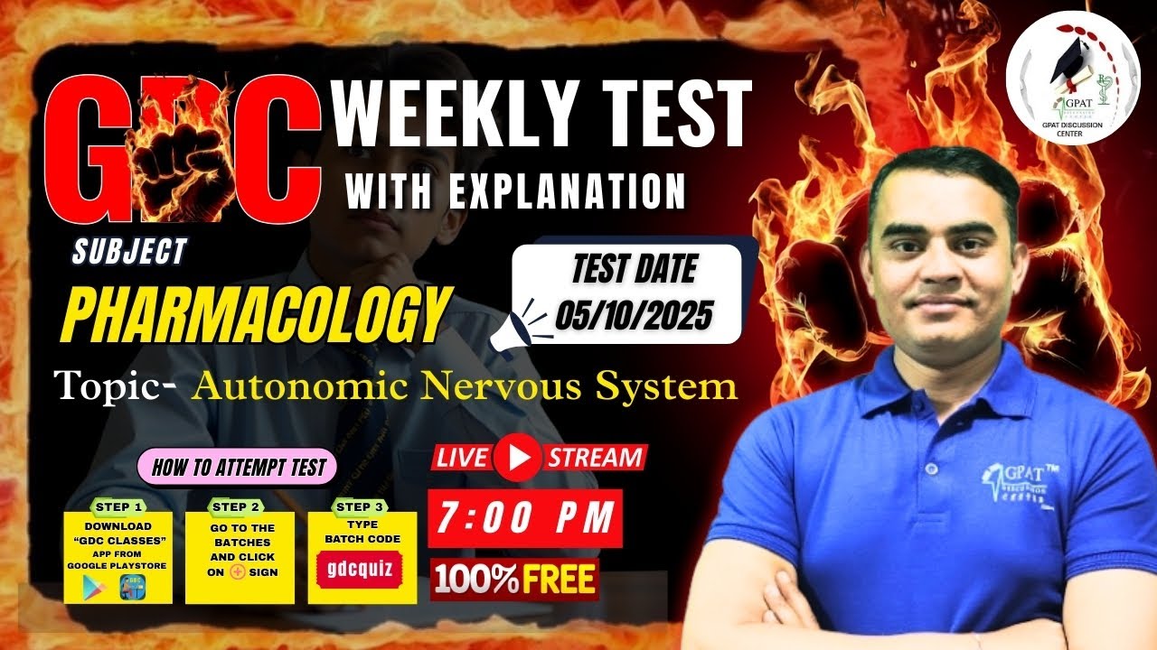 GDC Weekly Test | PHARMACOLOGY- Autonomic Nervous System | Detail ...