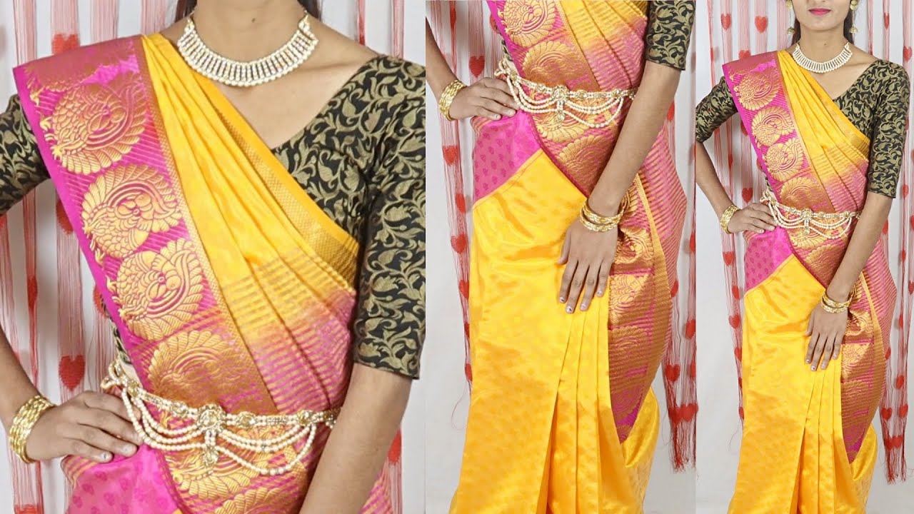 Mermaid style saree draping | Fish cut style saree draping |सिल्क साड़ी ...