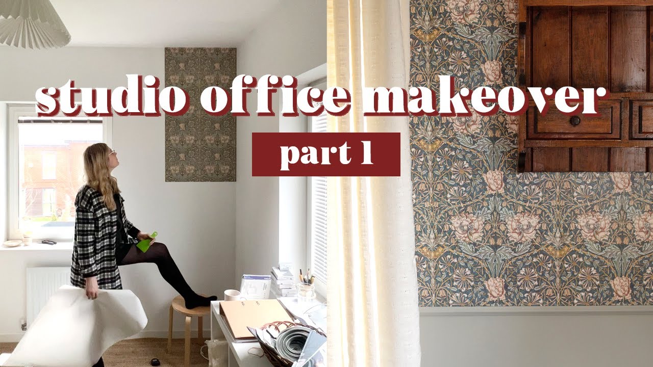 Studio Office Makeover - losing my peel & stick wallpaper virginity! - YouTube
