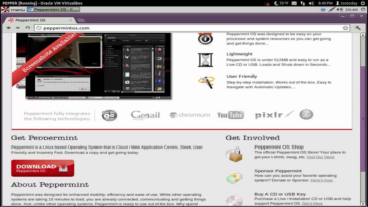 Quick Review Peppermint OS 3 Light Linux - YouTube