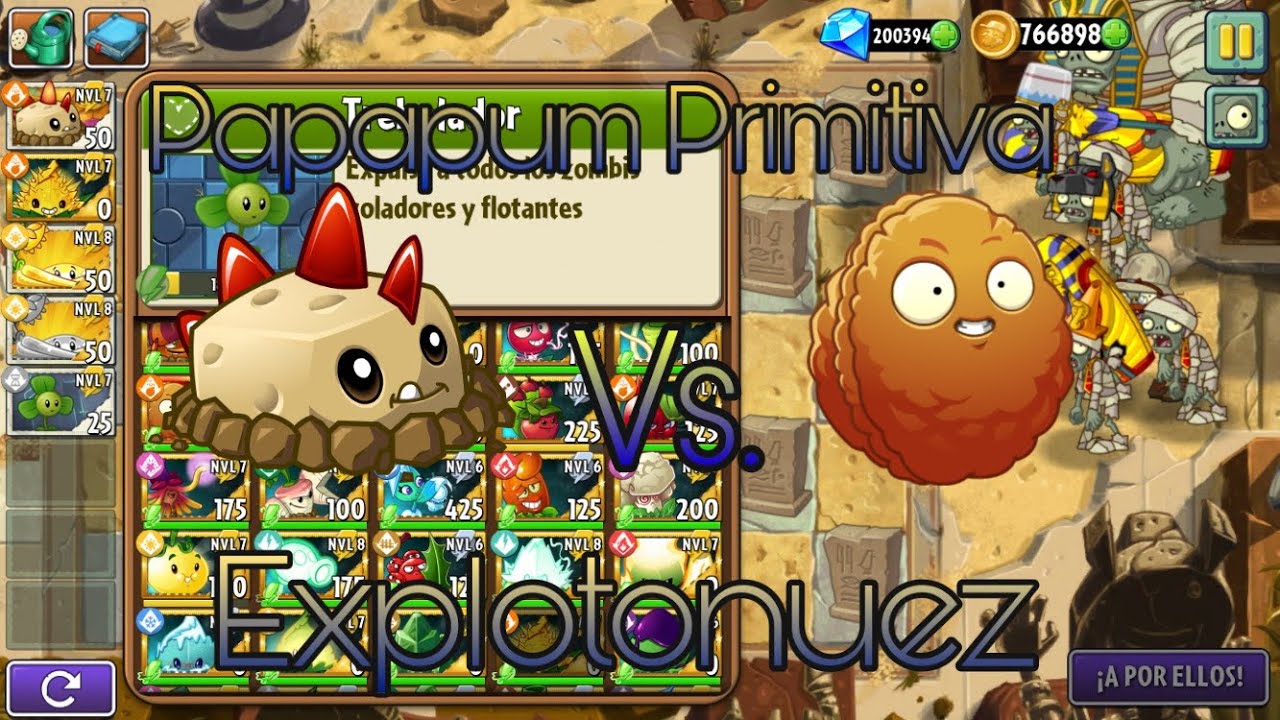 Pvz 2- Papapum primitiva vs. Explotonuez ( Free vs premium) - YouTube