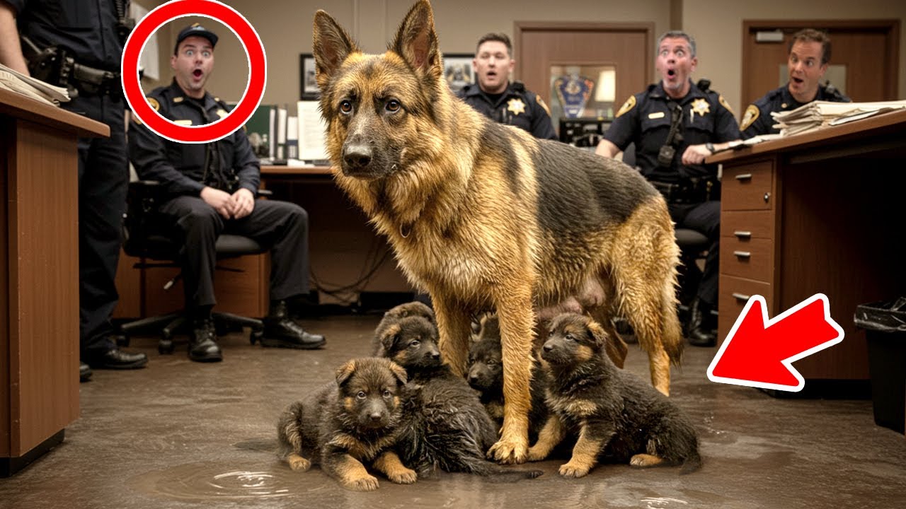 German Shepherd and Puppy Enter Police Station—The Officer’s Reaction ...