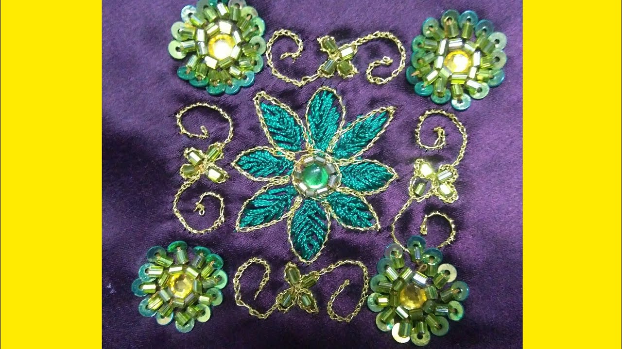 How to make aari and hand embroidery saree design - YouTube