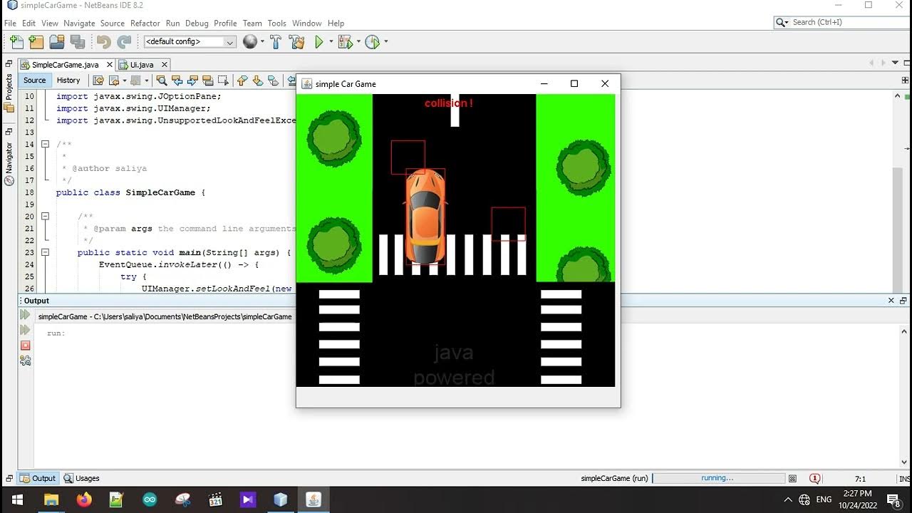 java swing simple car game with collision detection - YouTube