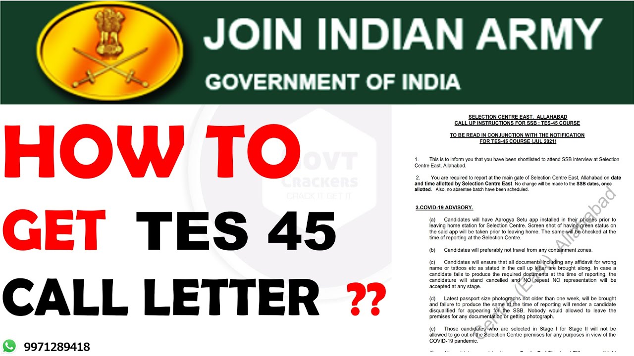 TES 45 CALL LETTER DOWNLOAD | DOCUMENTS REQUIRED FOR SSB INTERVIEW ...