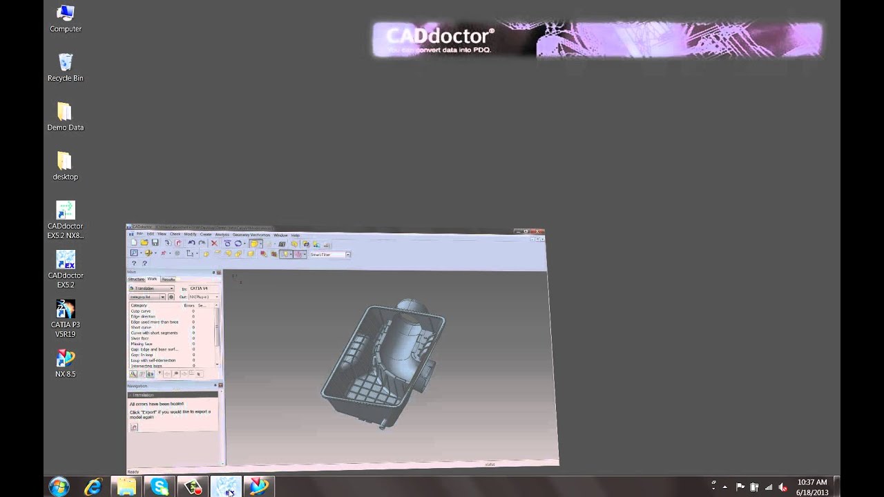 CADdoctor EX Tutorial 5 - Healing / Simplification / Geometry Verification - YouTube