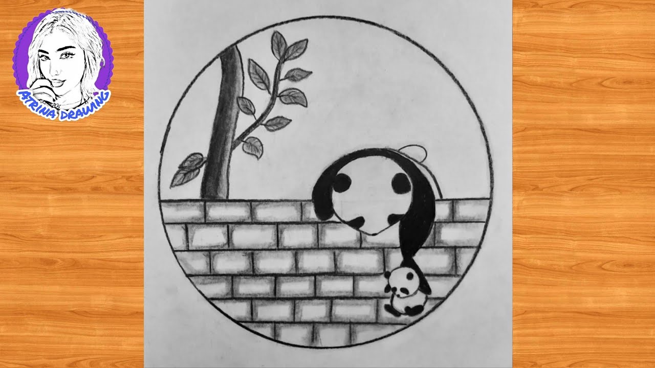 easy circle drawing //panda drawings ♥️ Panda drawing in circle🐼easy ...
