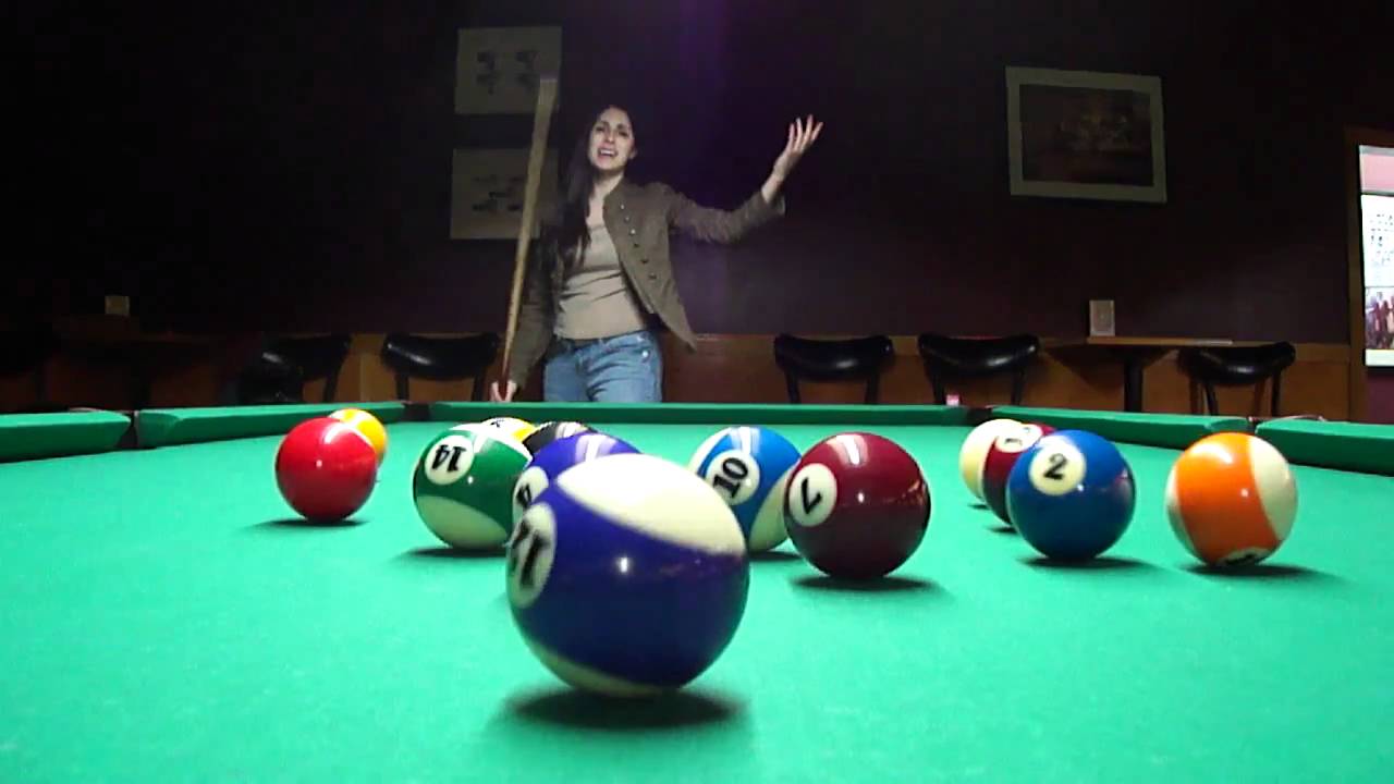 Woman Pool Hustler Pool Hall Shark on Opening Billiards Break Pool ...