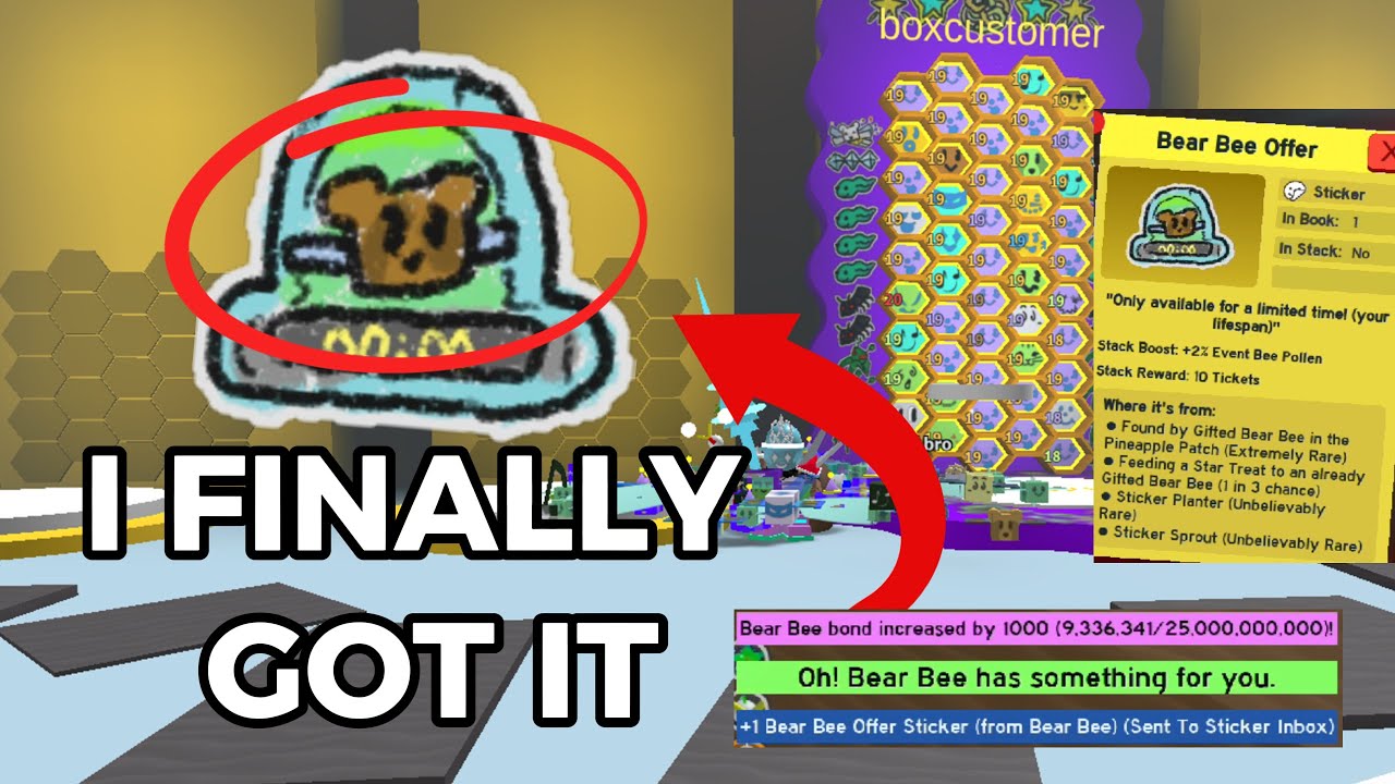 Getting the Bear Bee Offer Sticker in BSS - YouTube