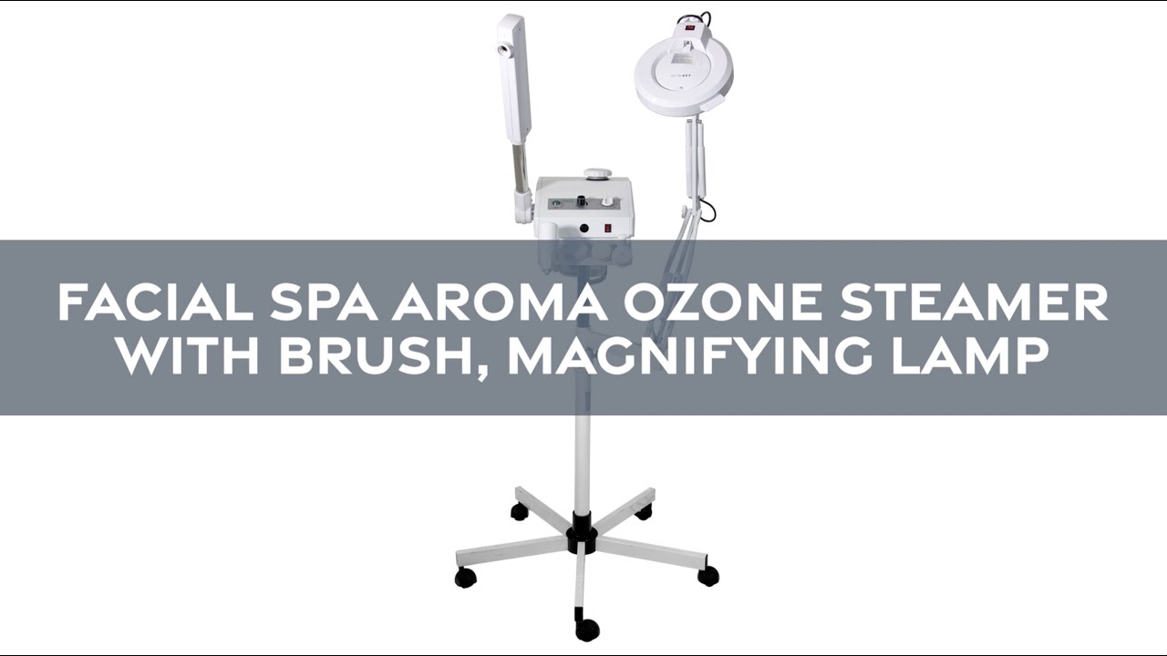 Facial Spa Aroma Ozone Steamer With Brush, Magnifying Lamp - YouTube