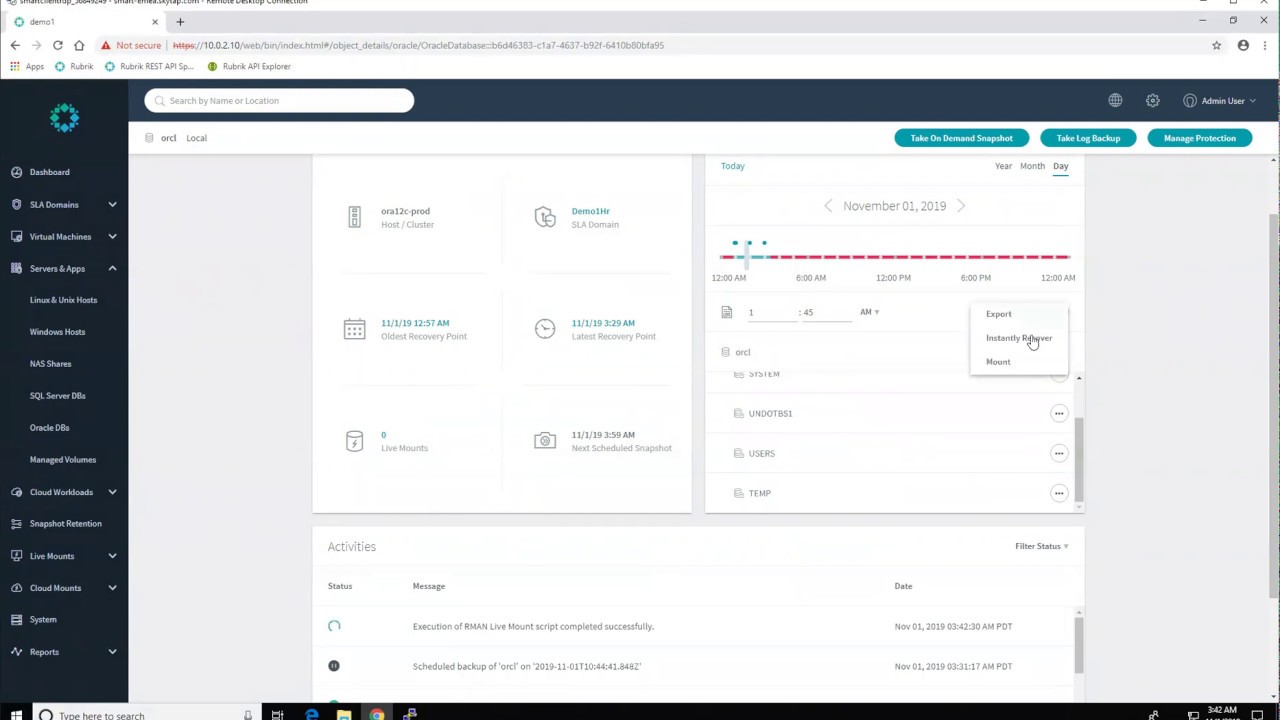 Rubrik: Demonstration of Oracle snappable functionality - YouTube