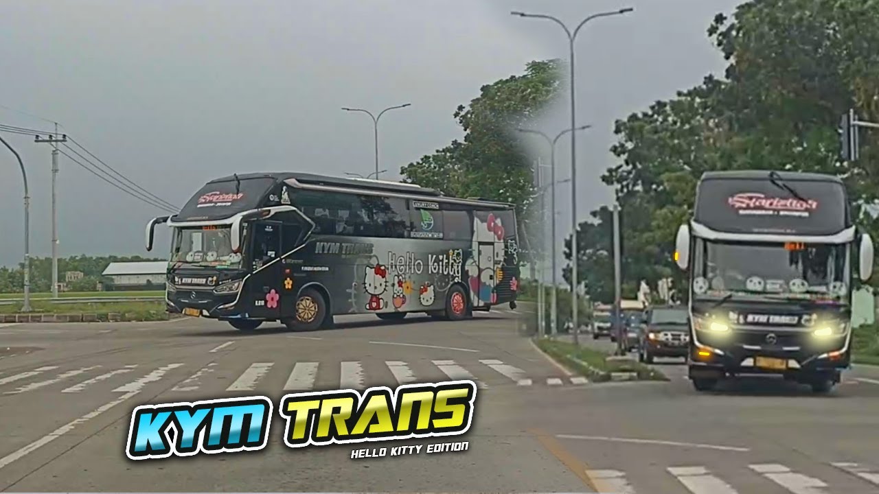 Bus KYM Trans Hello Kitty Black Edition - Mobil Bus Oleng - YouTube