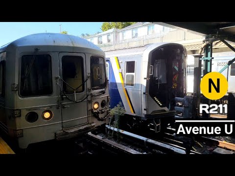 BMT Sea Beach Line (N) Train Action @Avenue U with R211 Test Train ...