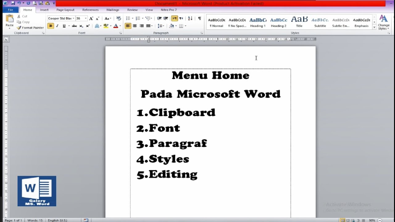 Menu Home Pada Microsoft Word - YouTube