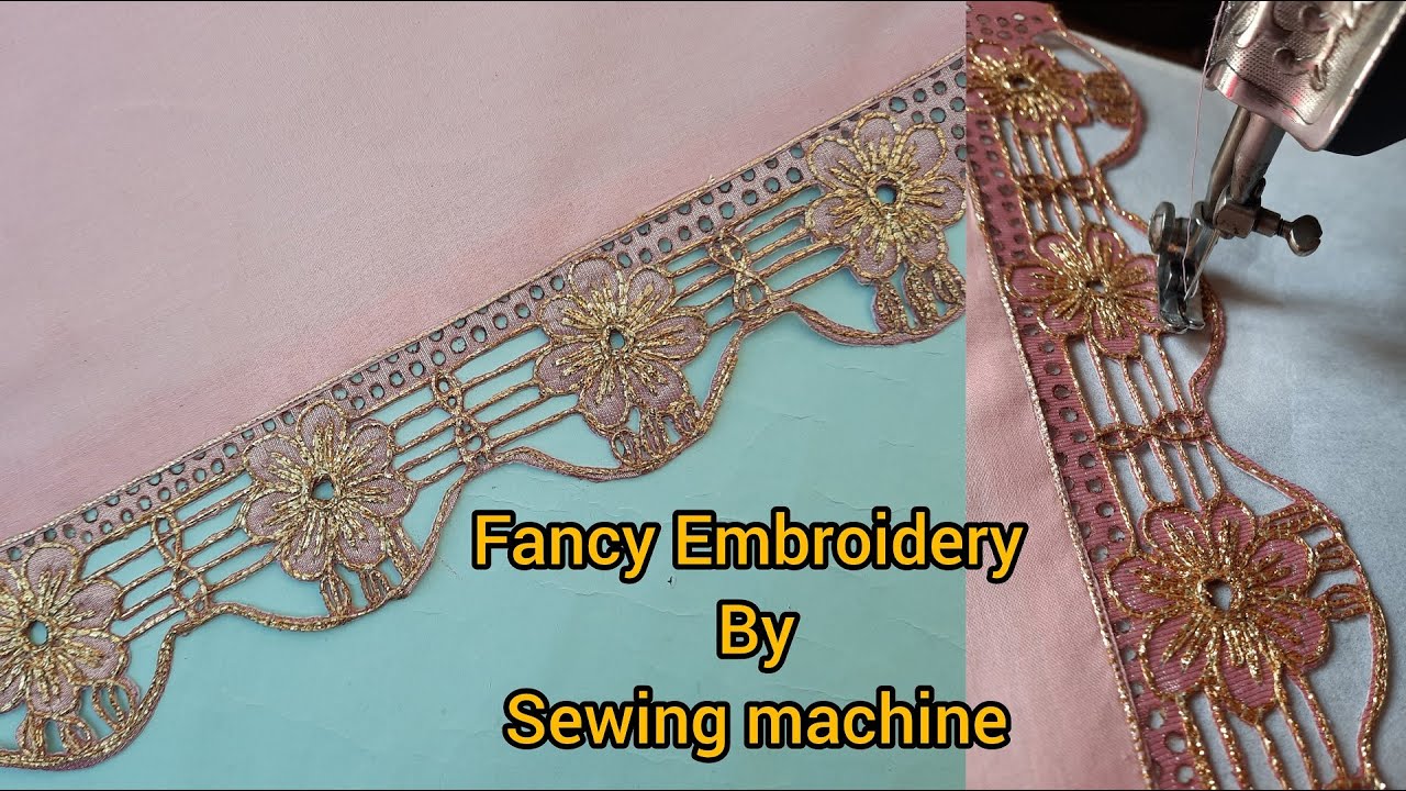 Fancy Embroidery By Sewing Machine | Stylish Sleeves Design | How To ...
