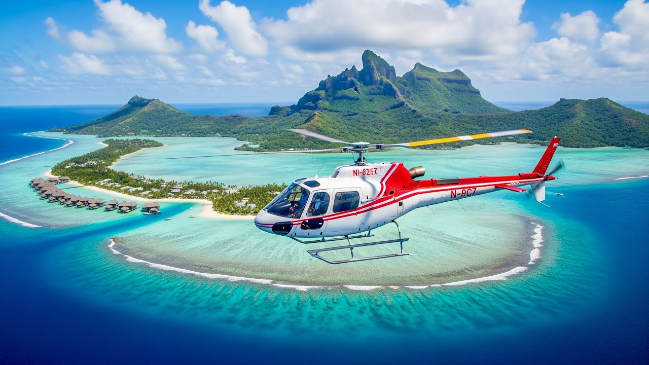 Bora Bora Helicopter Tour | Most beautiful island in the world - YouTube