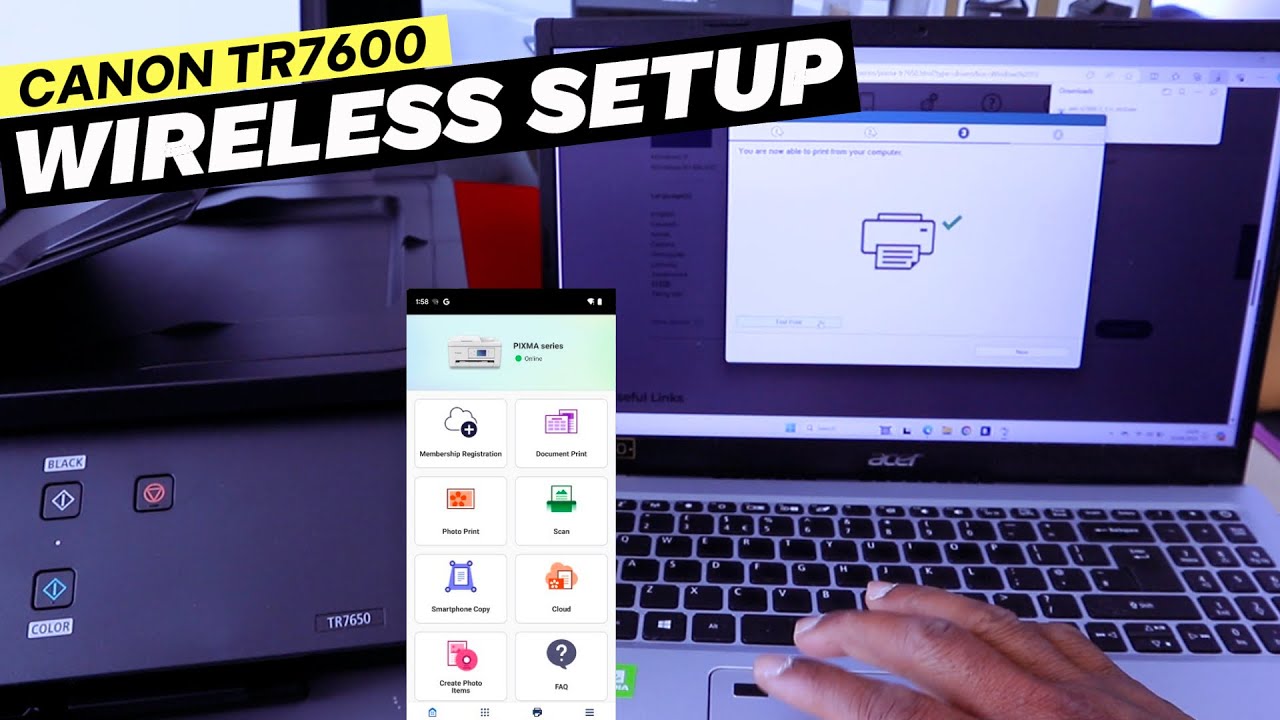CANON PIXMA TR7600 Wireless Setup with Computer and Android & Print ...
