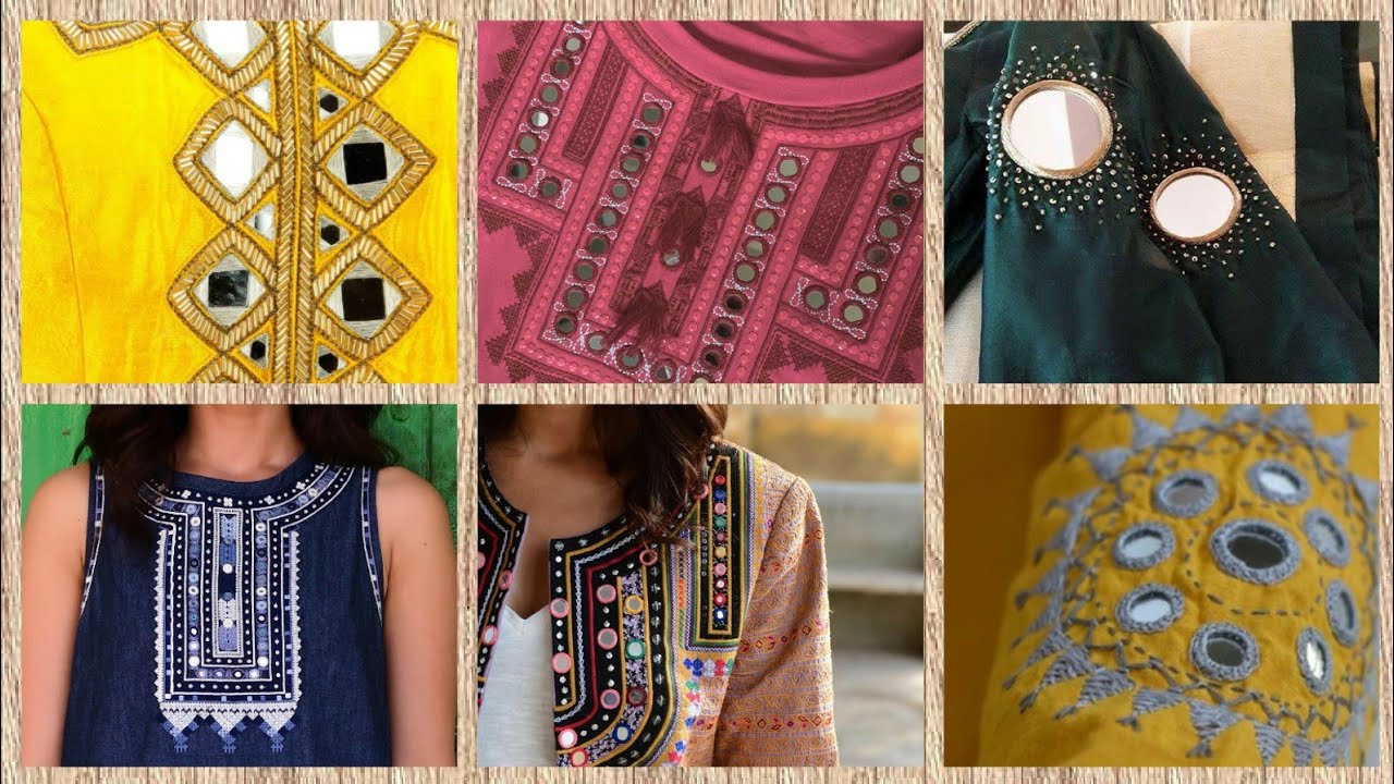 Best Hand Embroidery Mirror Work Collection || Mirror Work Design Ideas ...