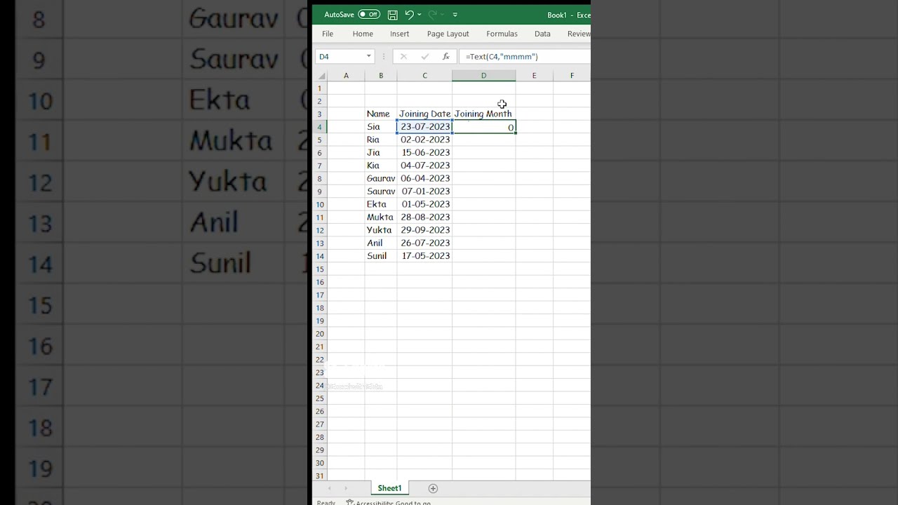 How To Extract Month Name From Date In Excel shortfeed excel shorts How To Extract Month Name From Date In Excel shortfeed excel shorts