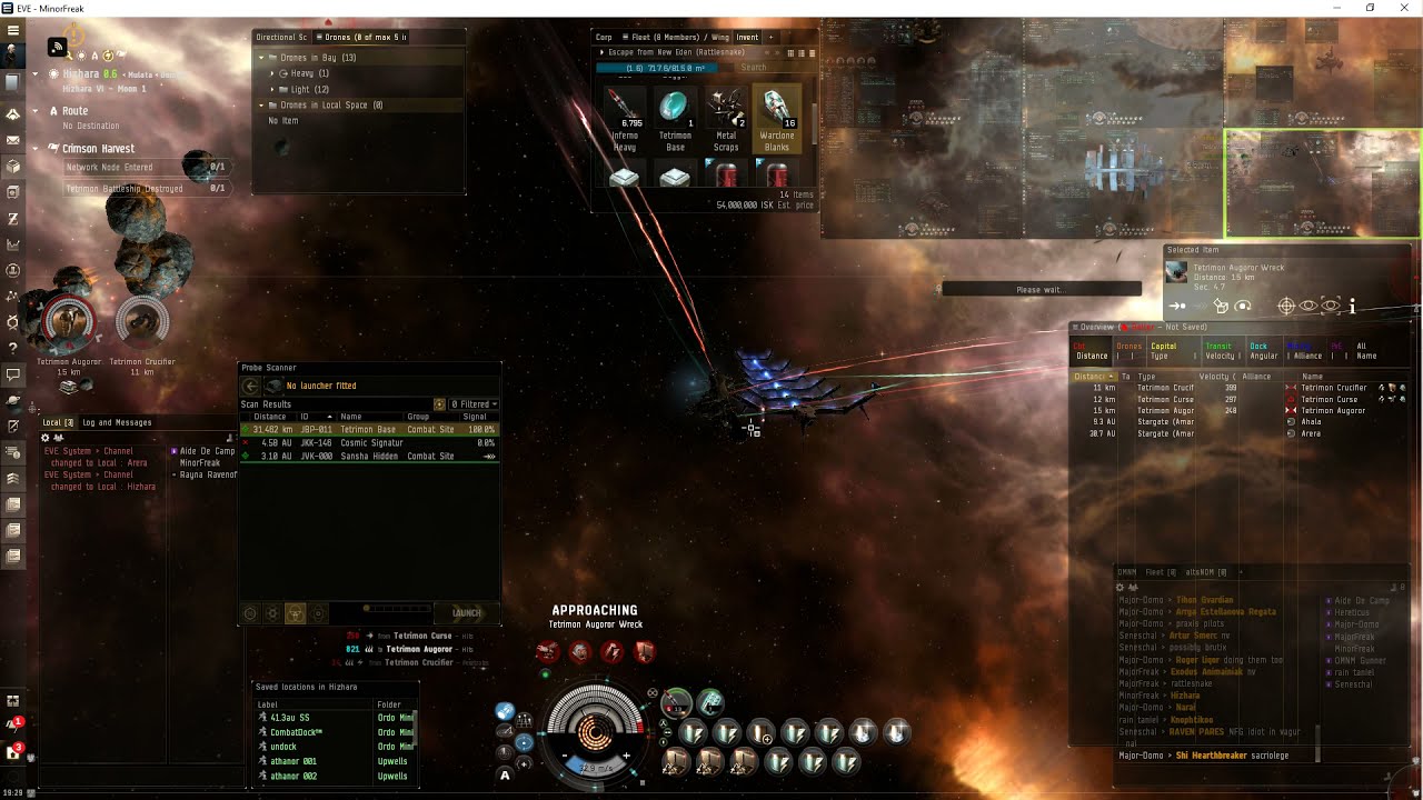 Eve online, Event: multiboxing the harvest - YouTube