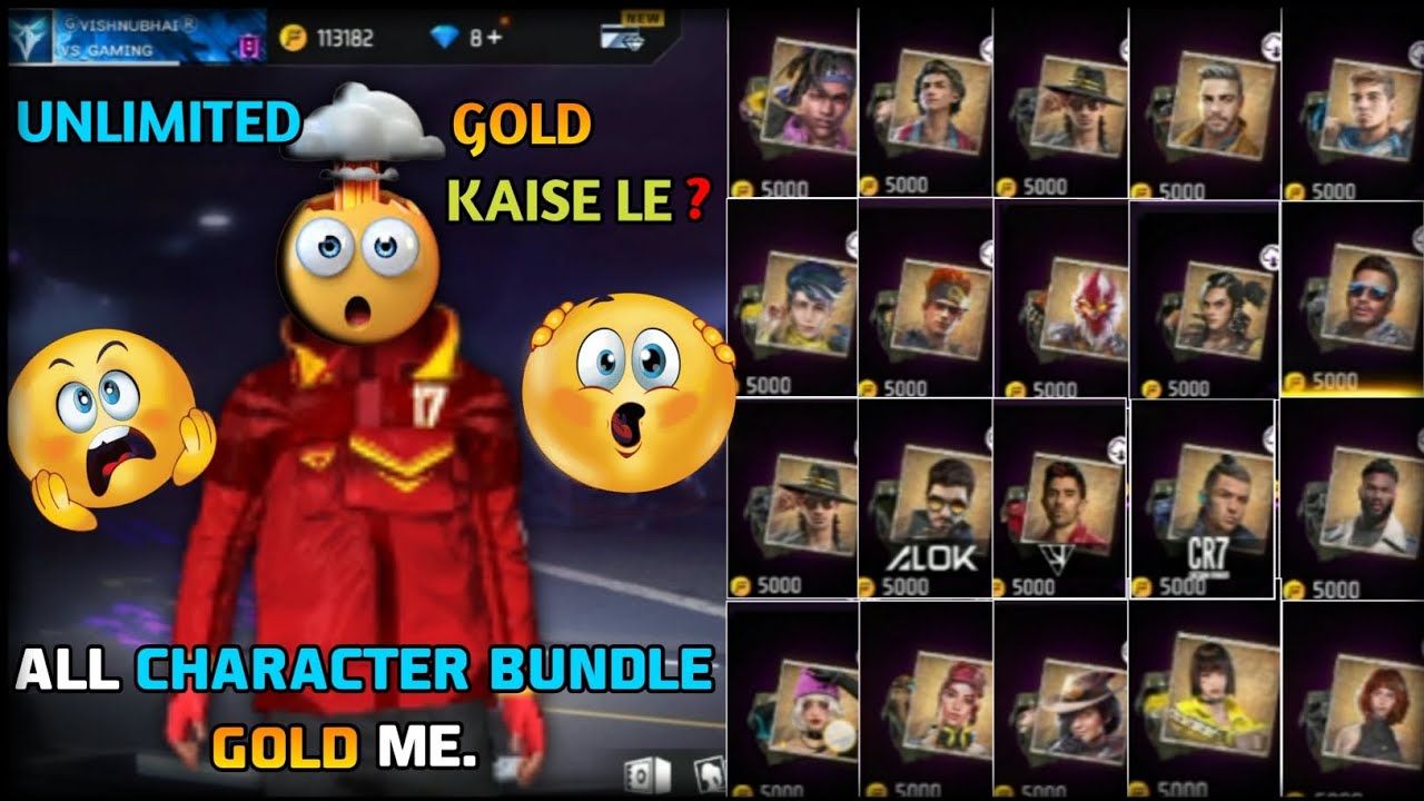 All Character Bundle In Gold 🤯 | Unlimited Gold Kaise Le ? 🤩 | Garena ...