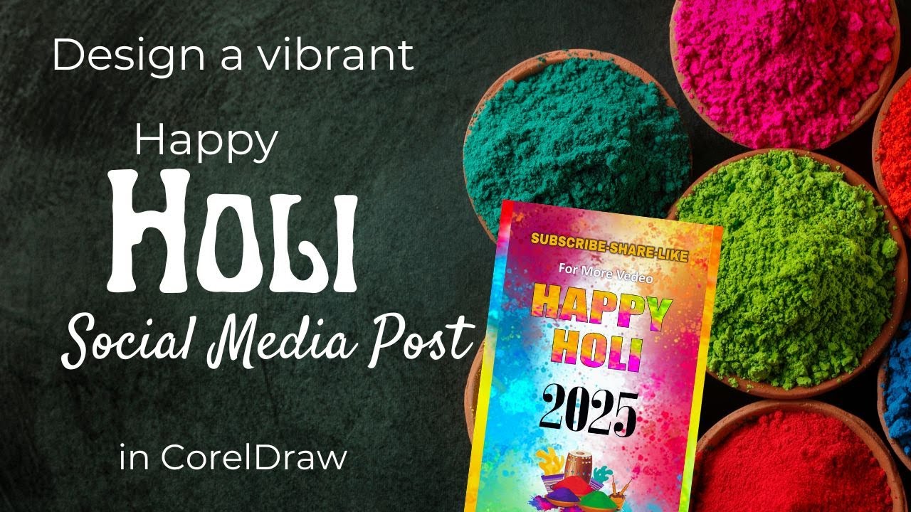 Design a vibrant Happy Holi Social Media Post | #coreldraw @Krints ...