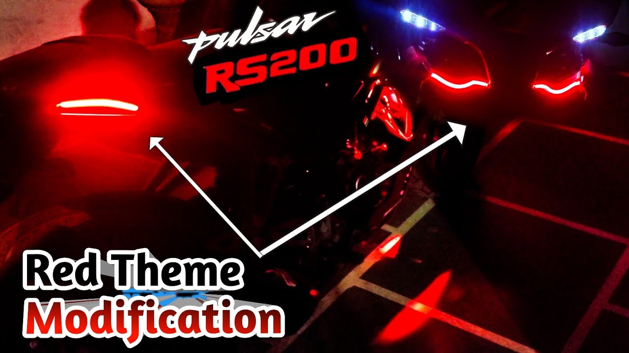 Pulsar RS 200 Red theme Modification | RS 200 modified - YouTube