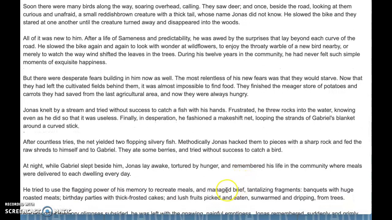 "The Giver" Ch. 22 - YouTube