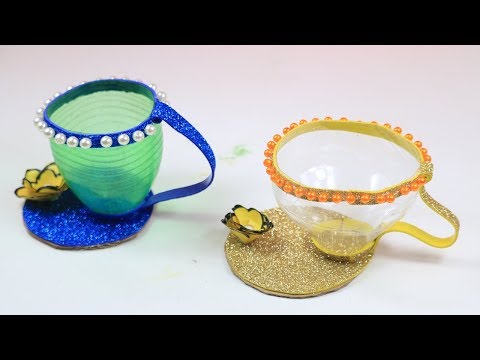 Made of beautiful 'tea cup' with plastic bottles || Best out of waste ...