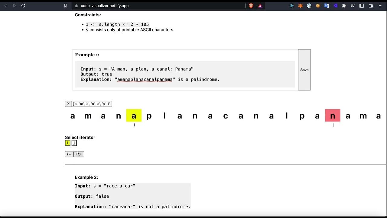 Visualize Leetcode 125: Valid Palindrome (Easy) - YouTube