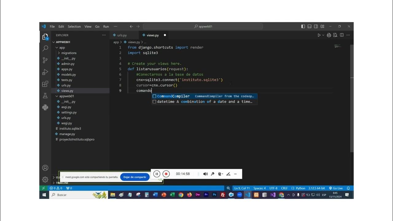 Conexión Python-Django con Sqlite3 parte2 - YouTube