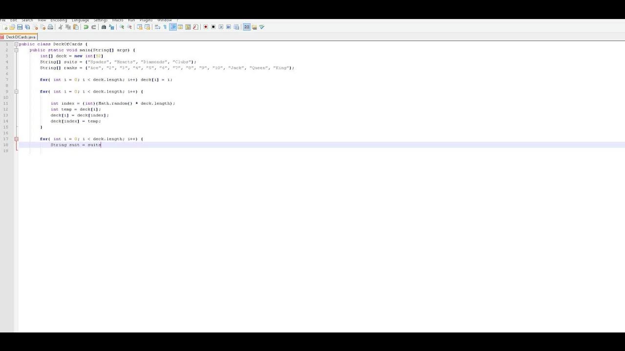 How to make a Java Program: A Deck Of Cards - YouTube
