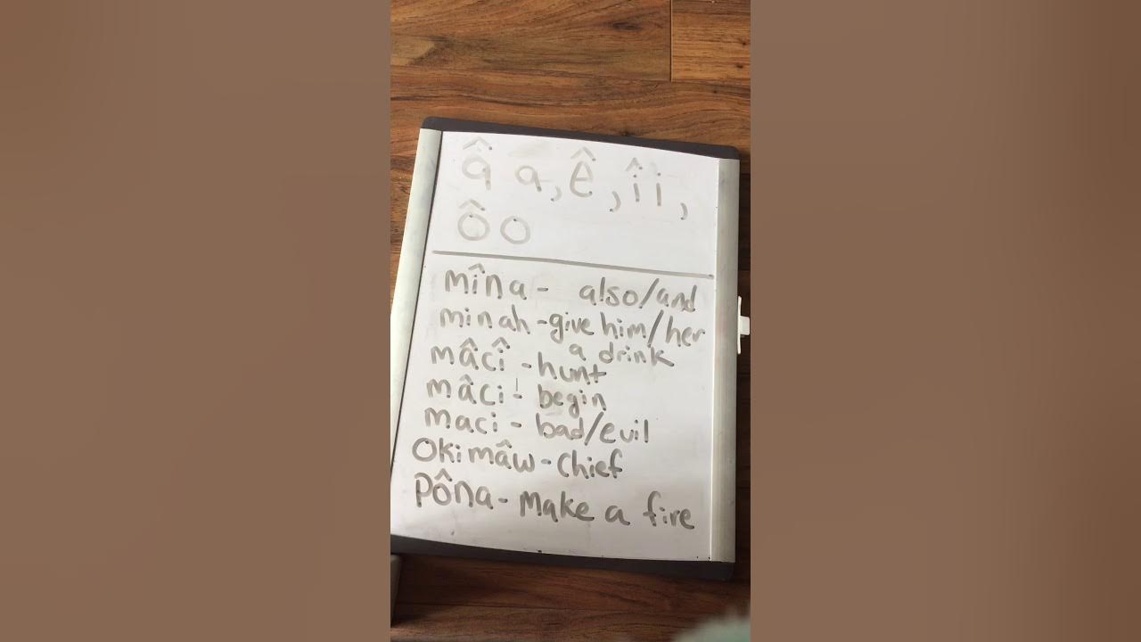 Cree lesson:long and short vowels in SRO (standard roman orthography ...