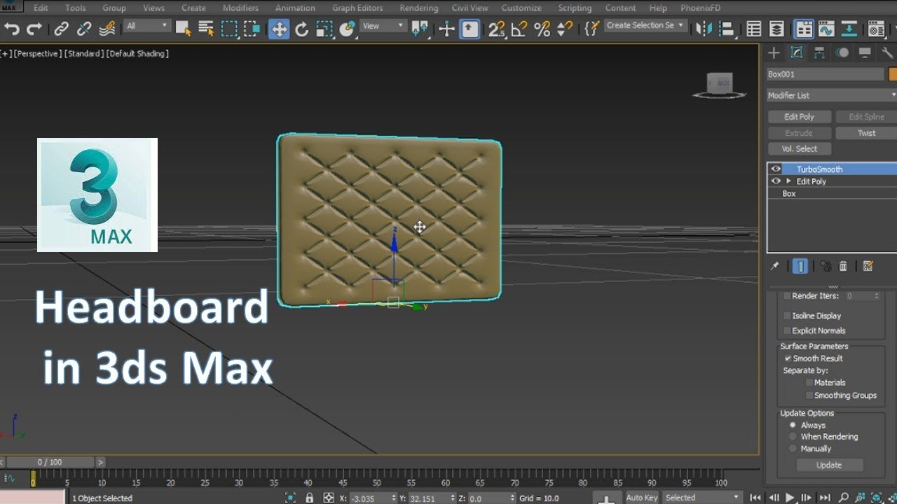 How to make Button Tufted Headboard in 3ds max - YouTube