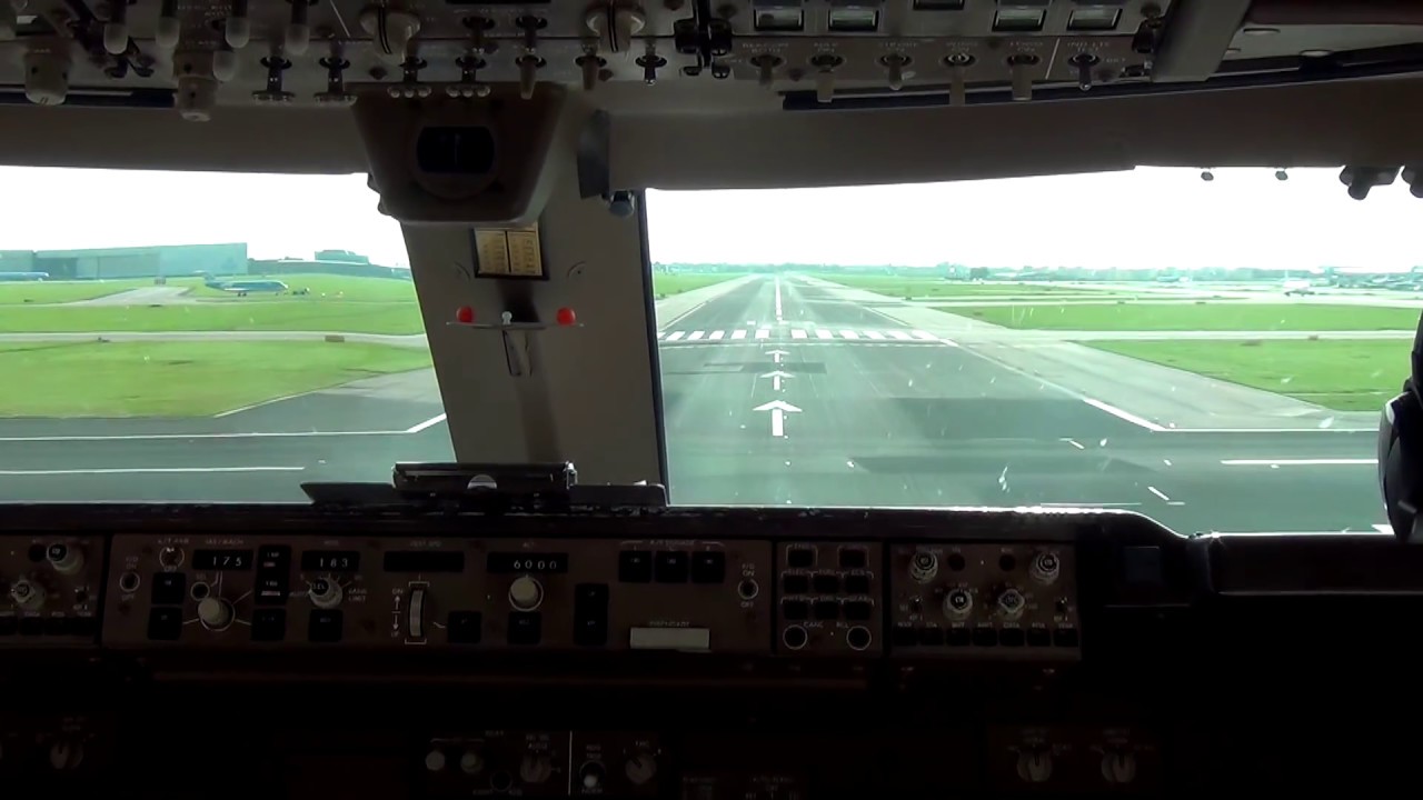 B747-400 Take-Off Schiphol - Cockpit view - YouTube