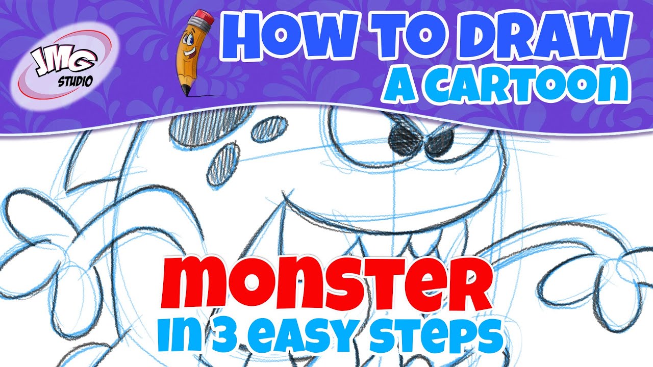 How to draw a cute cartoon monster - YouTube