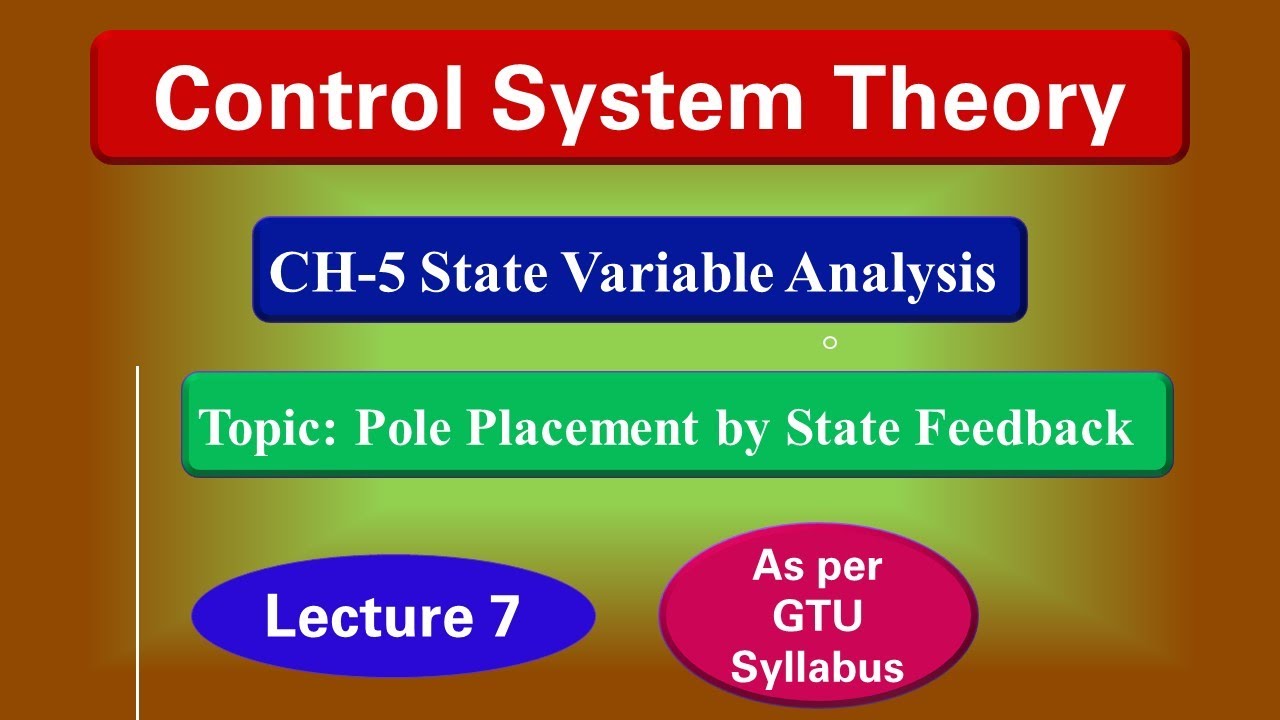 CH-5 State Variable Analysis LECTURE 7 | Pole Placement by State Feedback |Control System Theory ...