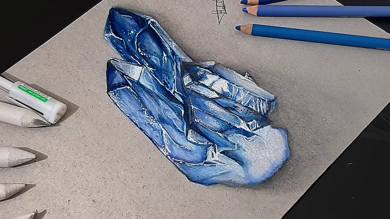 How To Draw A Realistic Crystal And Gem Stone Easy. - YouTube