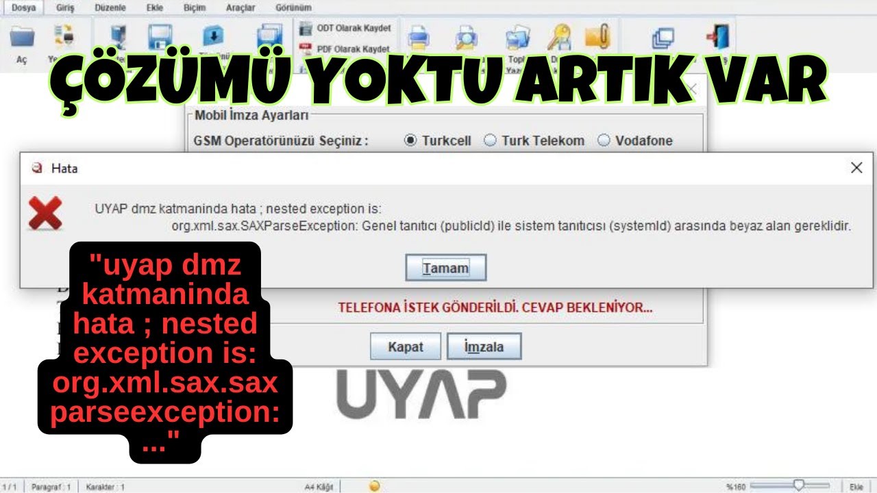 Uyap Editörü Uyap Dmz Katmanında Hata Nested Exception Is Org Xml Sax Saxparseexception
