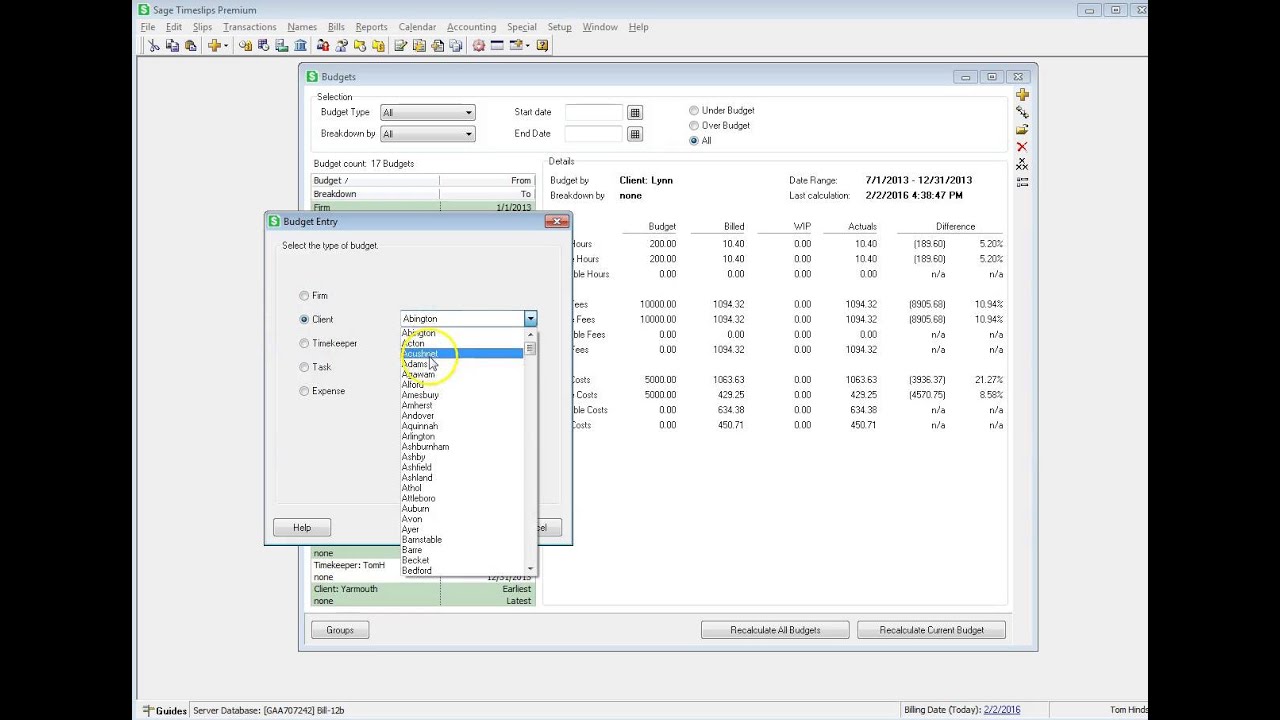 Sage Timeslips Premium: Updates to Budgets - YouTube