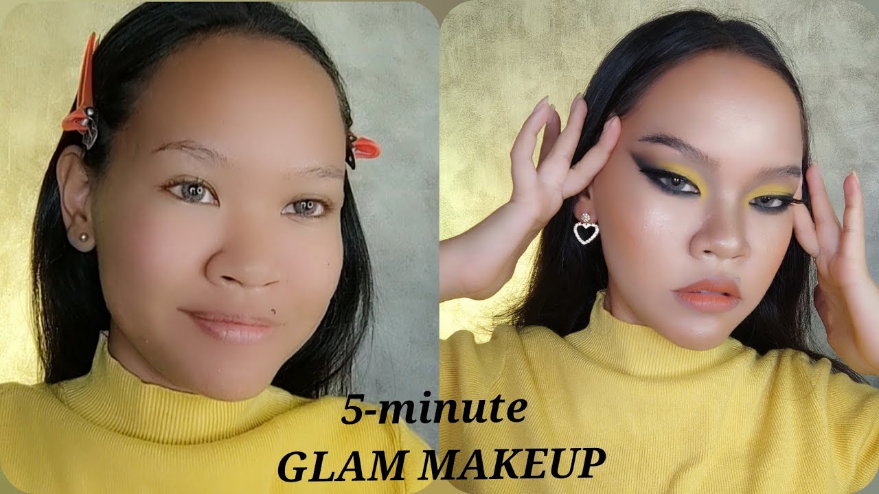 Super Easy 5-minute Glam Makeup Tutorial! 💛🖤 #makeuptutorial # ...