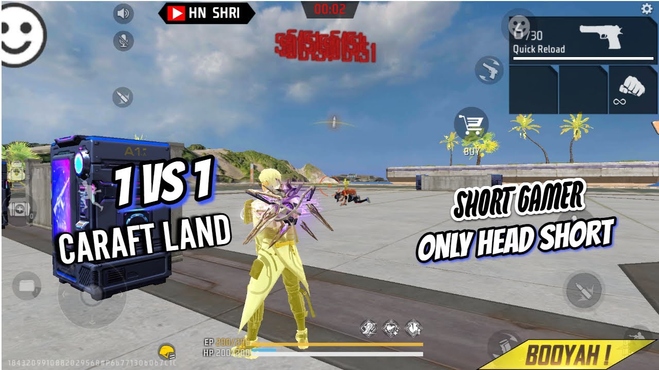 Caraft Land ⛔ FF Best Headshot Trick 😜 PC Vs Mobile Player Short Gamer ...