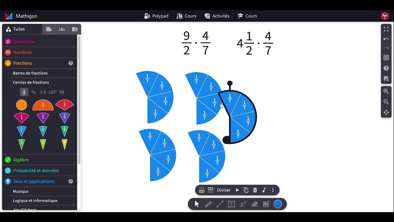 Polypad - Multiplication de fractions - YouTube