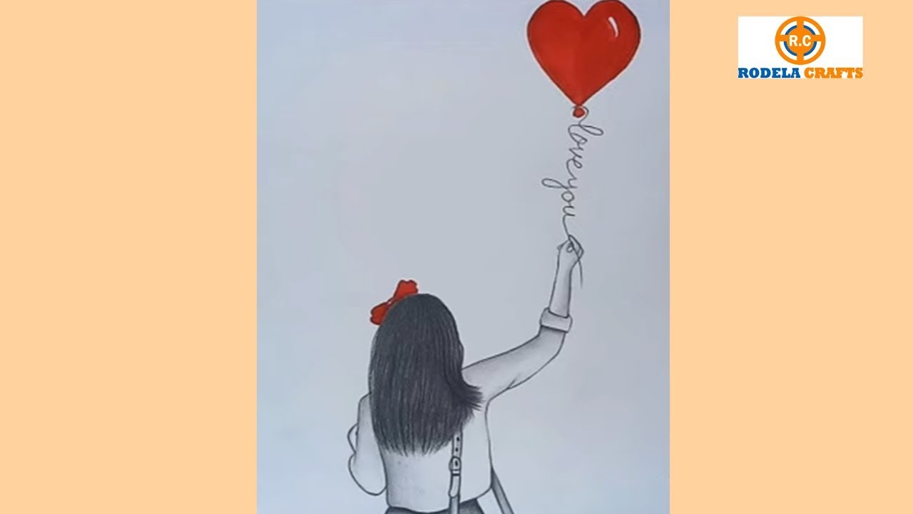 How to draw a girl / Girl drawing with balloons step by step - YouTube