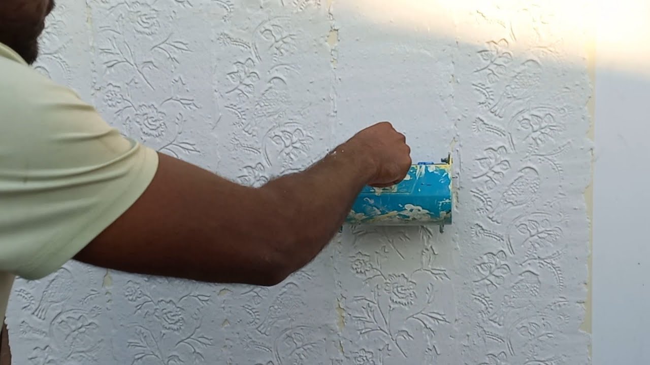 asian paint createx roller design rustic texture / kayra flower +bird ...