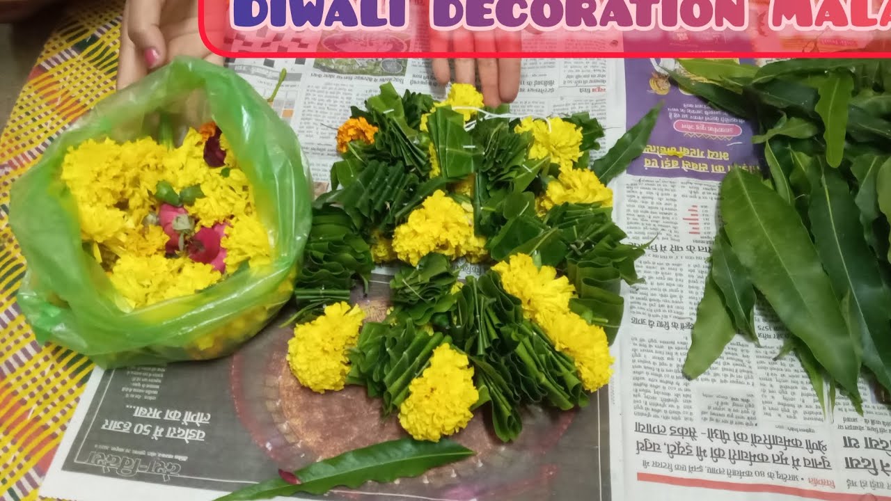 |Diwali decoration phool mala ||फूलों की माला बनाये आसान तरीके से ...