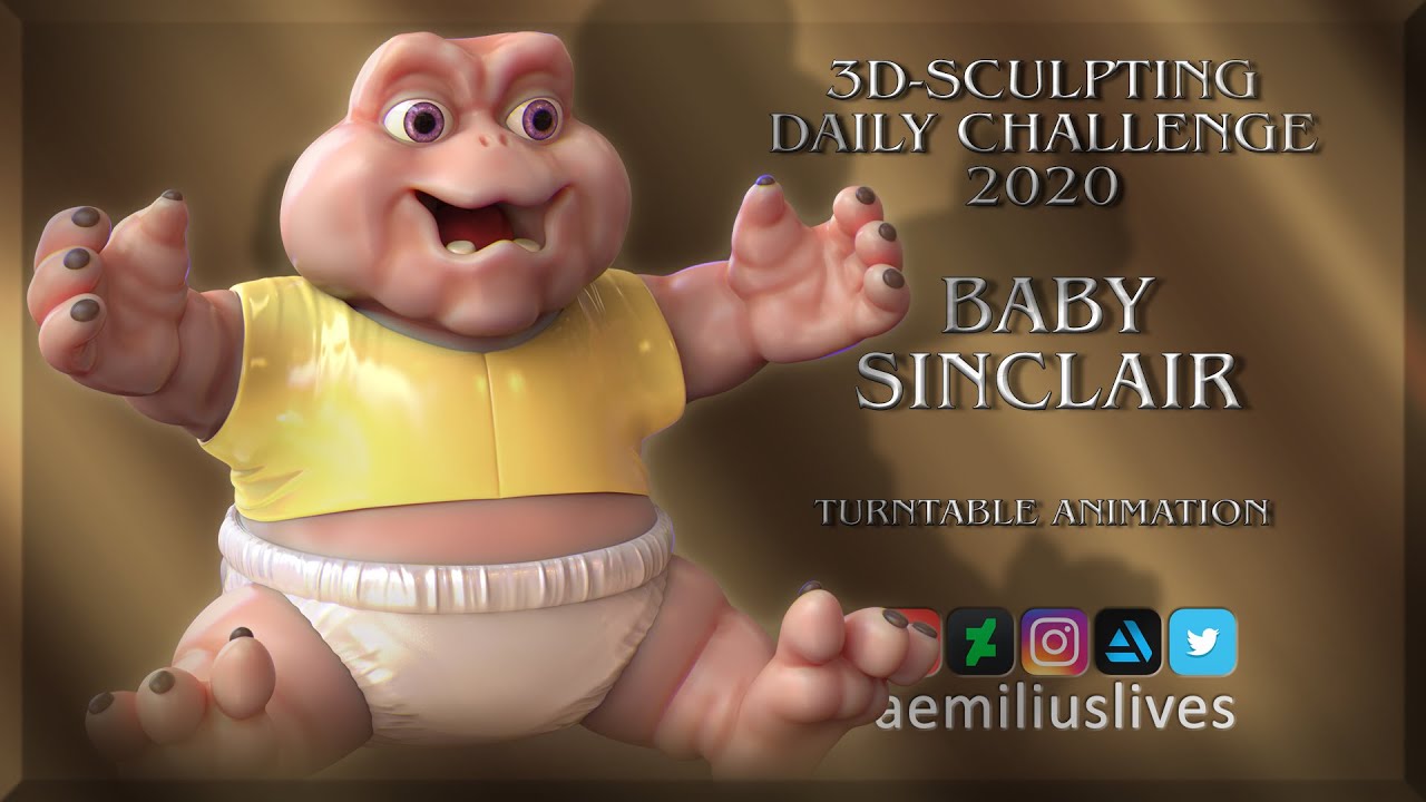 Baby Sinclair (3D-Sculpting Daily Challenge 2020 - Day 15) - YouTube