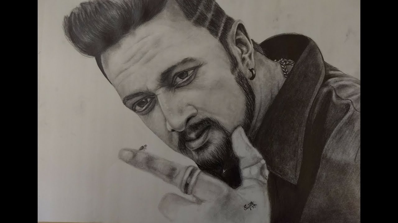 KICCHA SUDEEP DRAWING | THE VILLAIN | PENCIL DRAWING | VCS ARTS - YouTube